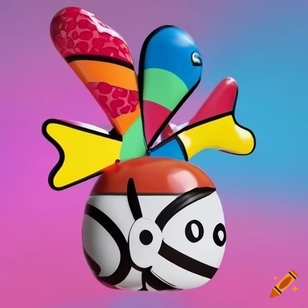 Colorful 3D character in Romero Britto style with various shapes and ...