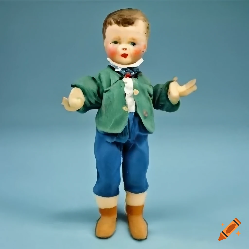 1940s German vintage paper mache boy doll with jointed limbs and hand ...