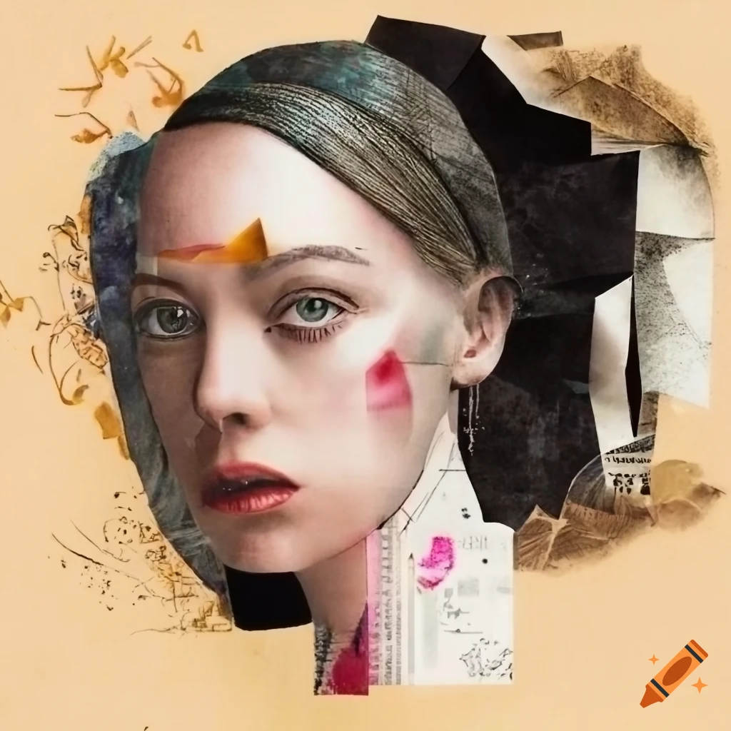 Collage art with photorealistic images of women and detailed textures ...