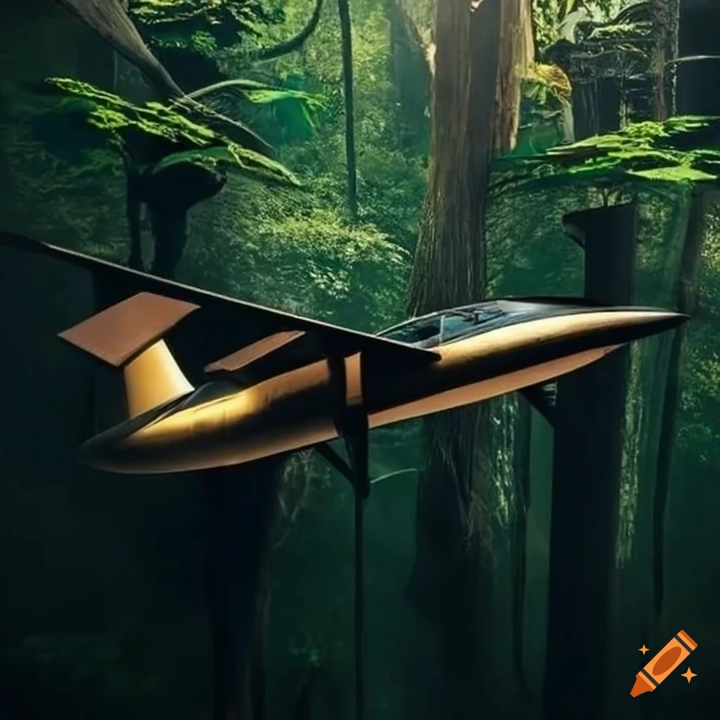 Black airplane-themed home in the jungle with metallic black and gold ...