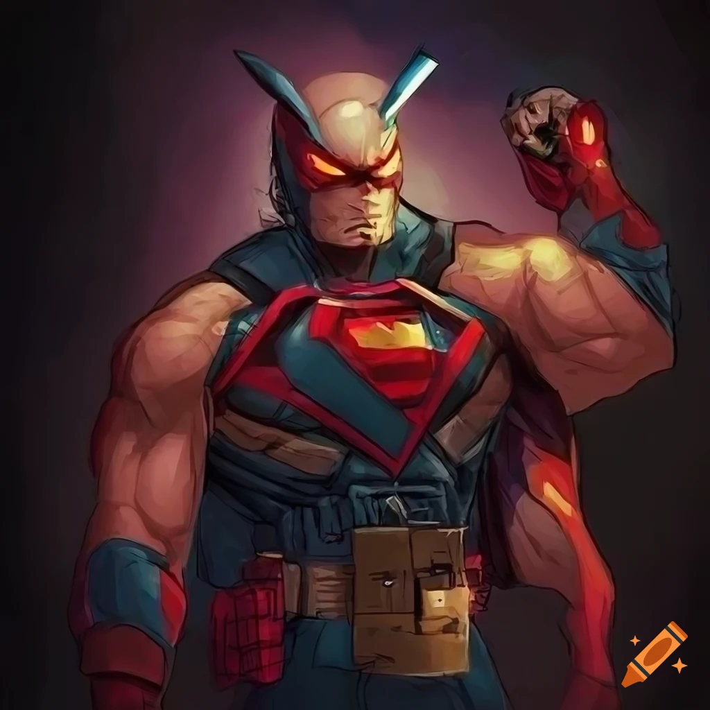 Superhero with chest symbol in stunning comic art style on Craiyon