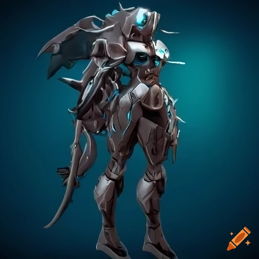 Stylized Cyborg Shark Valkyrie in a futuristic setting on Craiyon