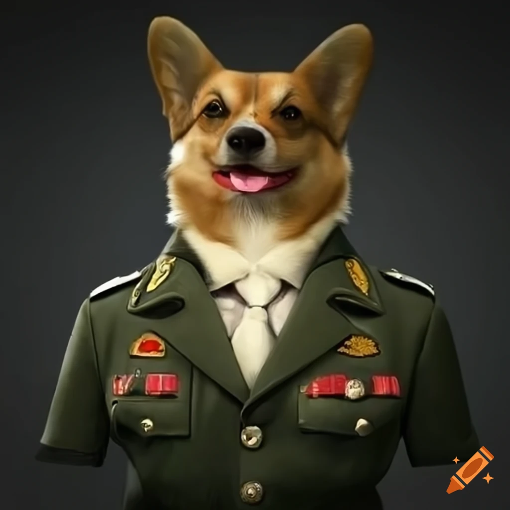 Russian corgi officer on Craiyon