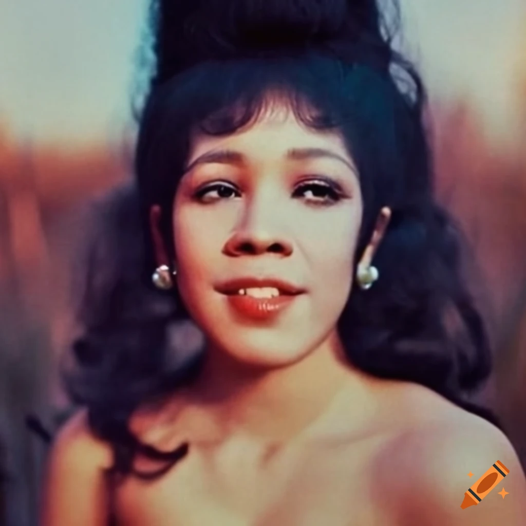 Ronnie spector in vintage outfit surrounded by wild flowers at sunset ...