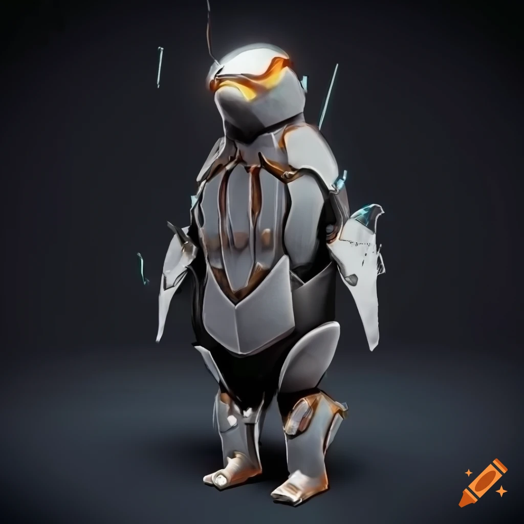 Cybernetic penguin armor with intricate design on Craiyon