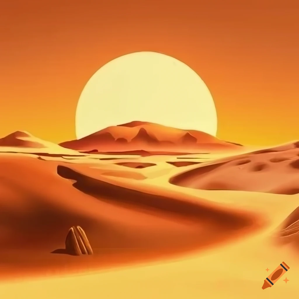Epic sci-fi sand desert landscape in captivating comics design on Craiyon