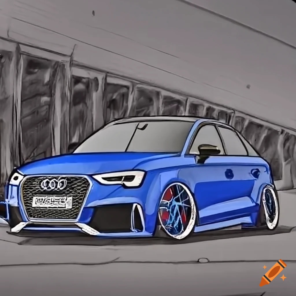 Stanced audi rs3 in cosmos blue on Craiyon