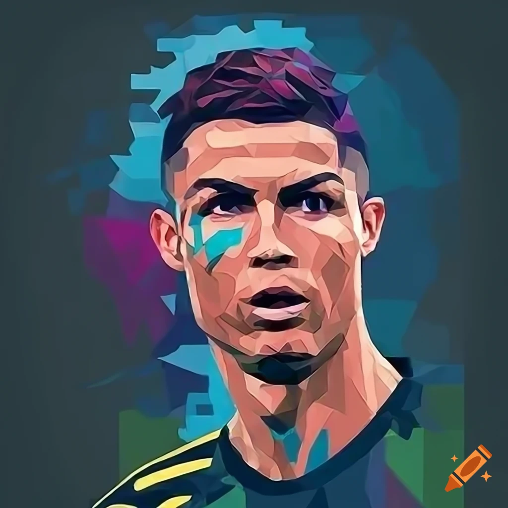 Unique digital portrait of Cristiano Ronaldo with geometric shapes and ...