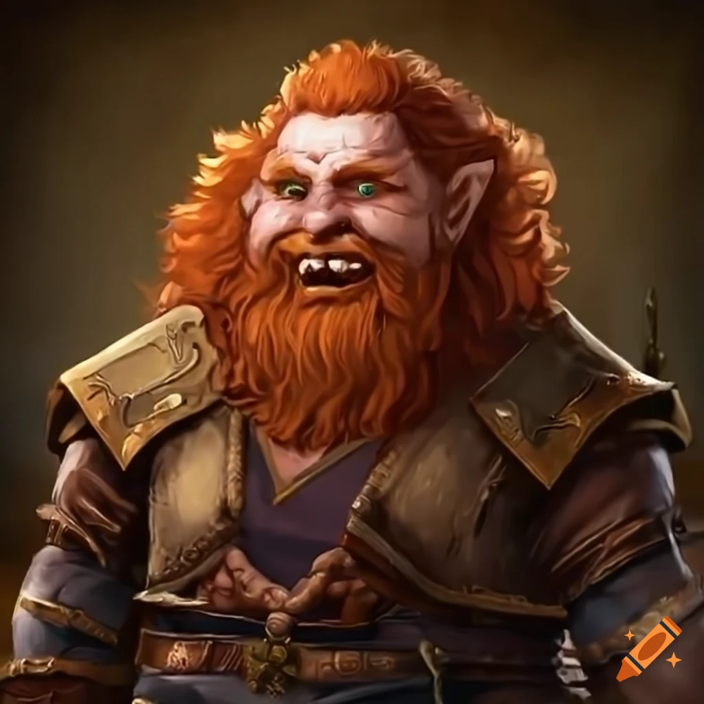 Joyful bearded dwarf from Baldur's Gate tavern laughing on Craiyon