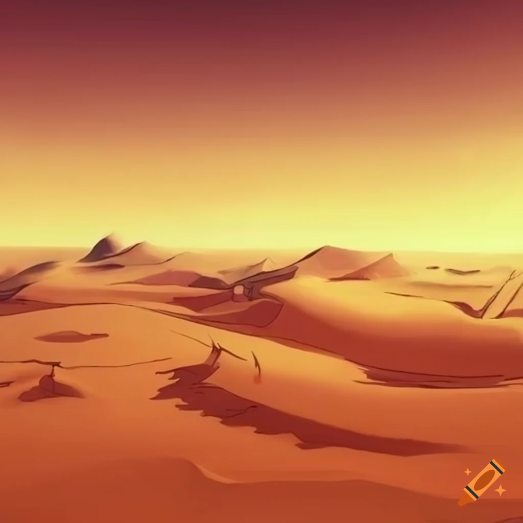 Captivating sci-fi desert sand landscape in comics style on Craiyon