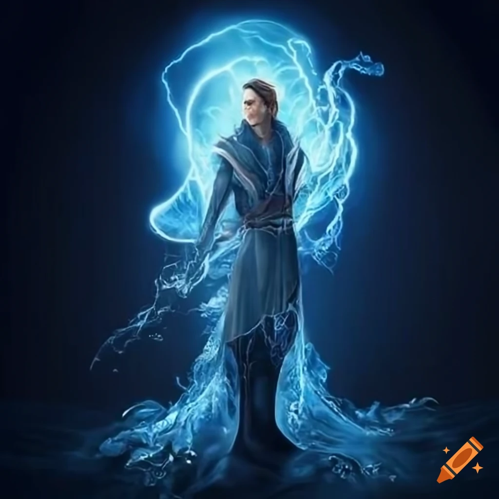 Handsome male elven wizard casting elemental energies on Craiyon