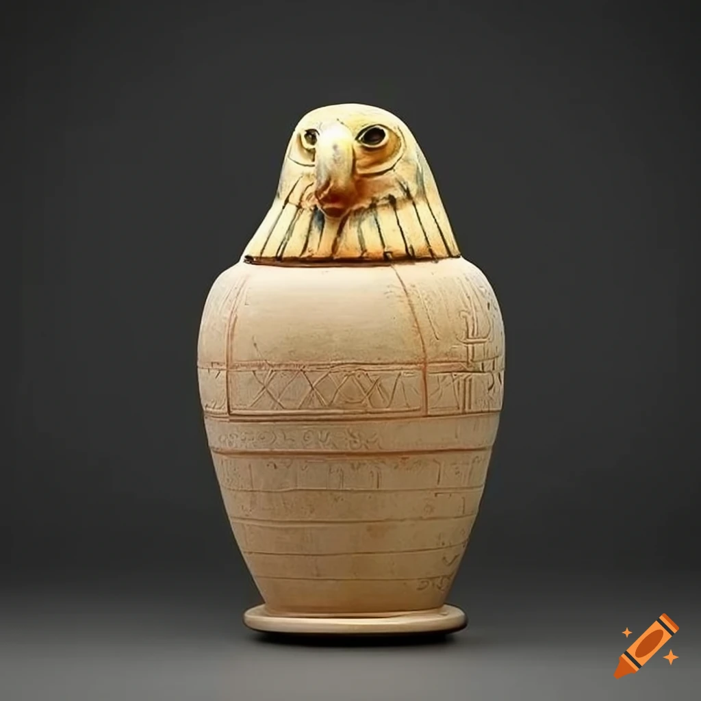Ancient egyptian falcon canopic jar with hieroglyphs by john weguelin ...