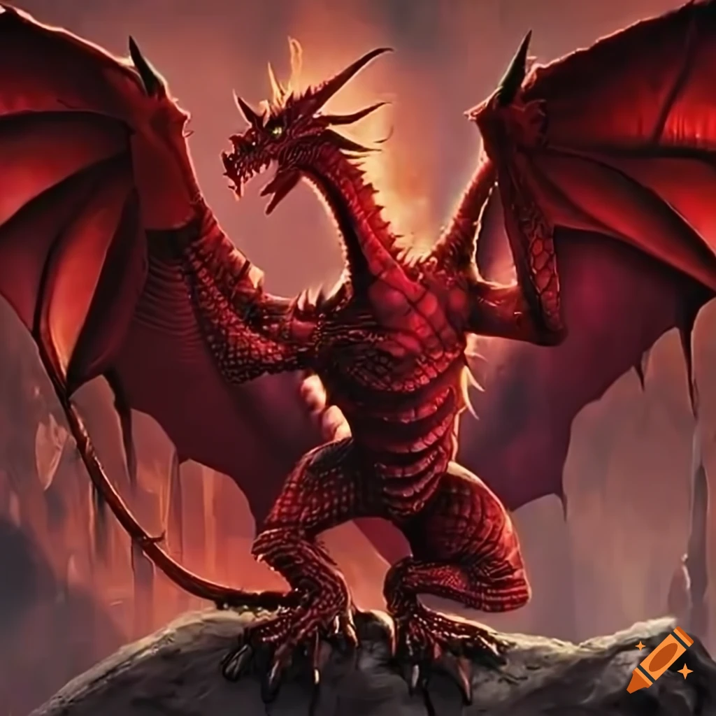 Red dragon casting magic on Craiyon