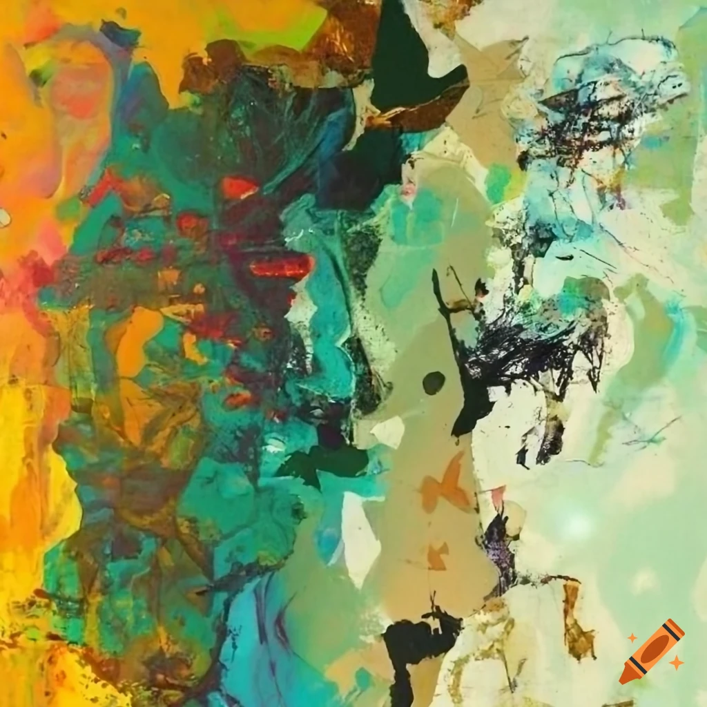 Abstract painting with orderly chaotic composition in sage and green ...