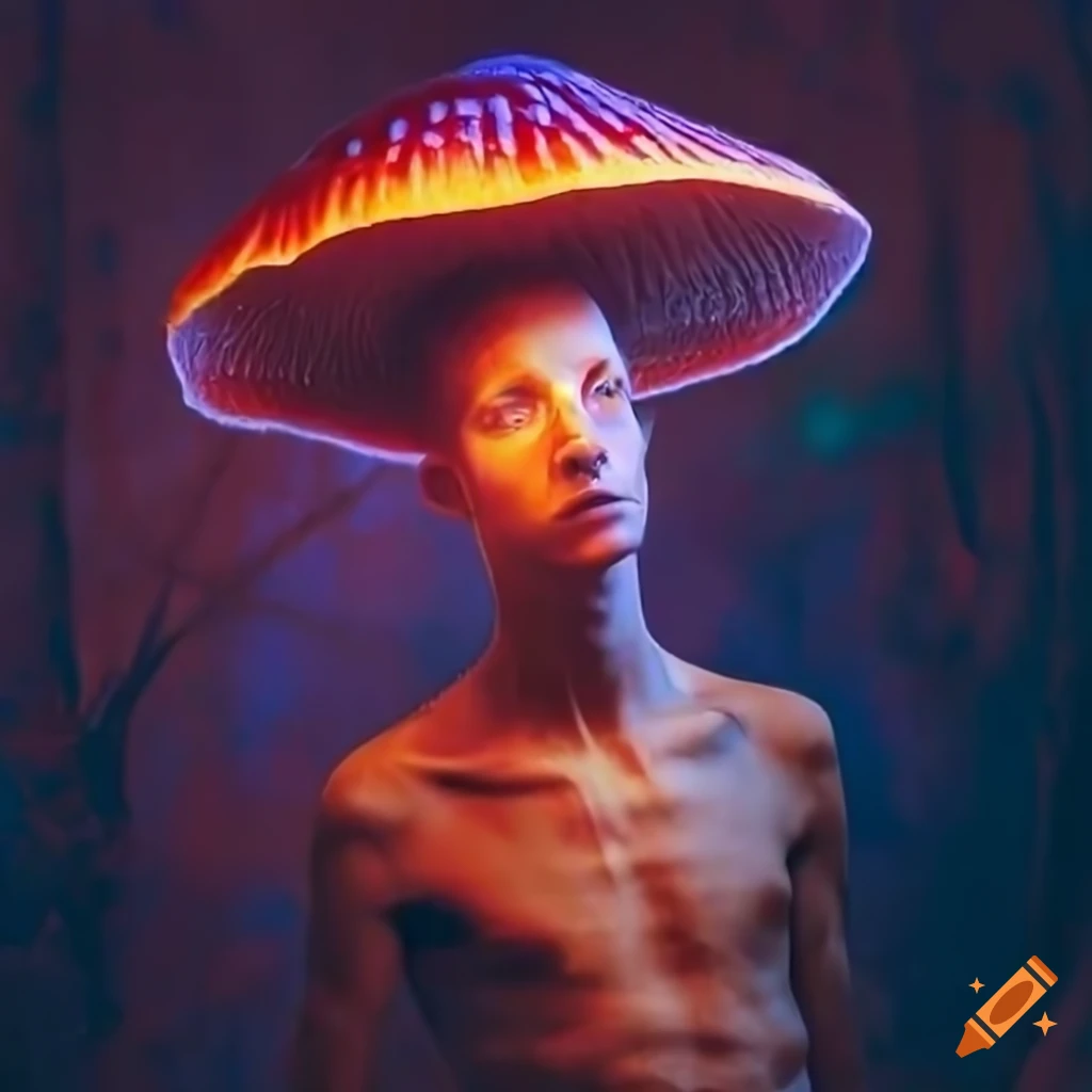 Handsome man experiencing glowing hallucinations in psychedelic ...