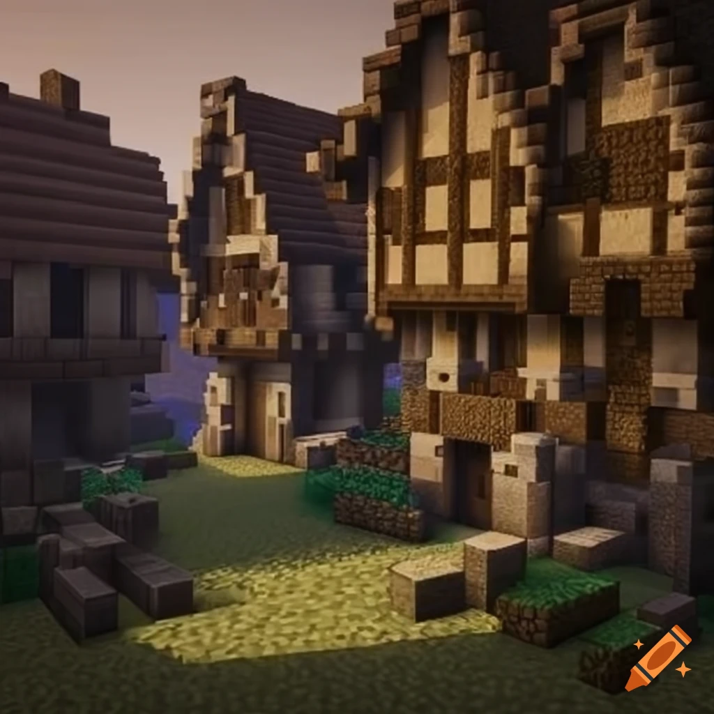 Medieval village scene in Minecraft with towers and cobblestone streets ...