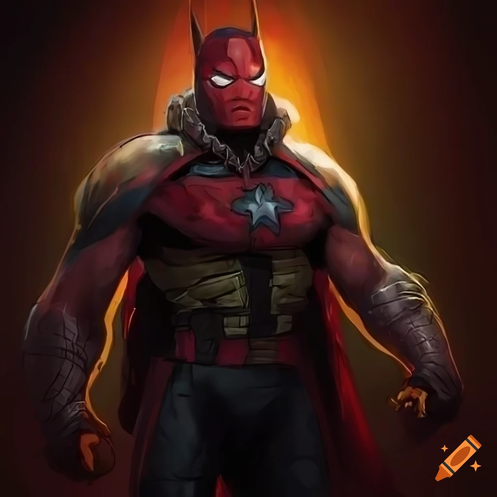 Strong superhero with chest symbol in stunning comic art style on Craiyon