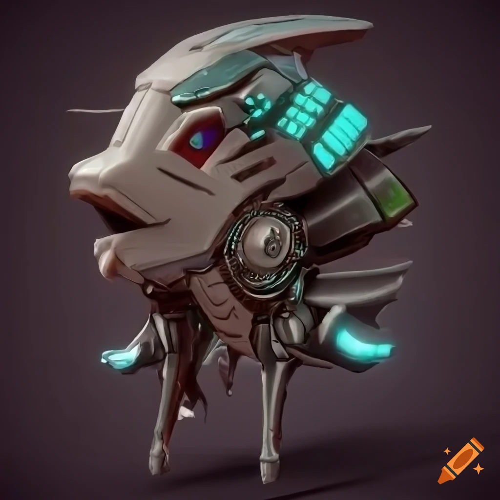 Cybernetic Aztec Shark Valkyrie in a stylized render on Craiyon