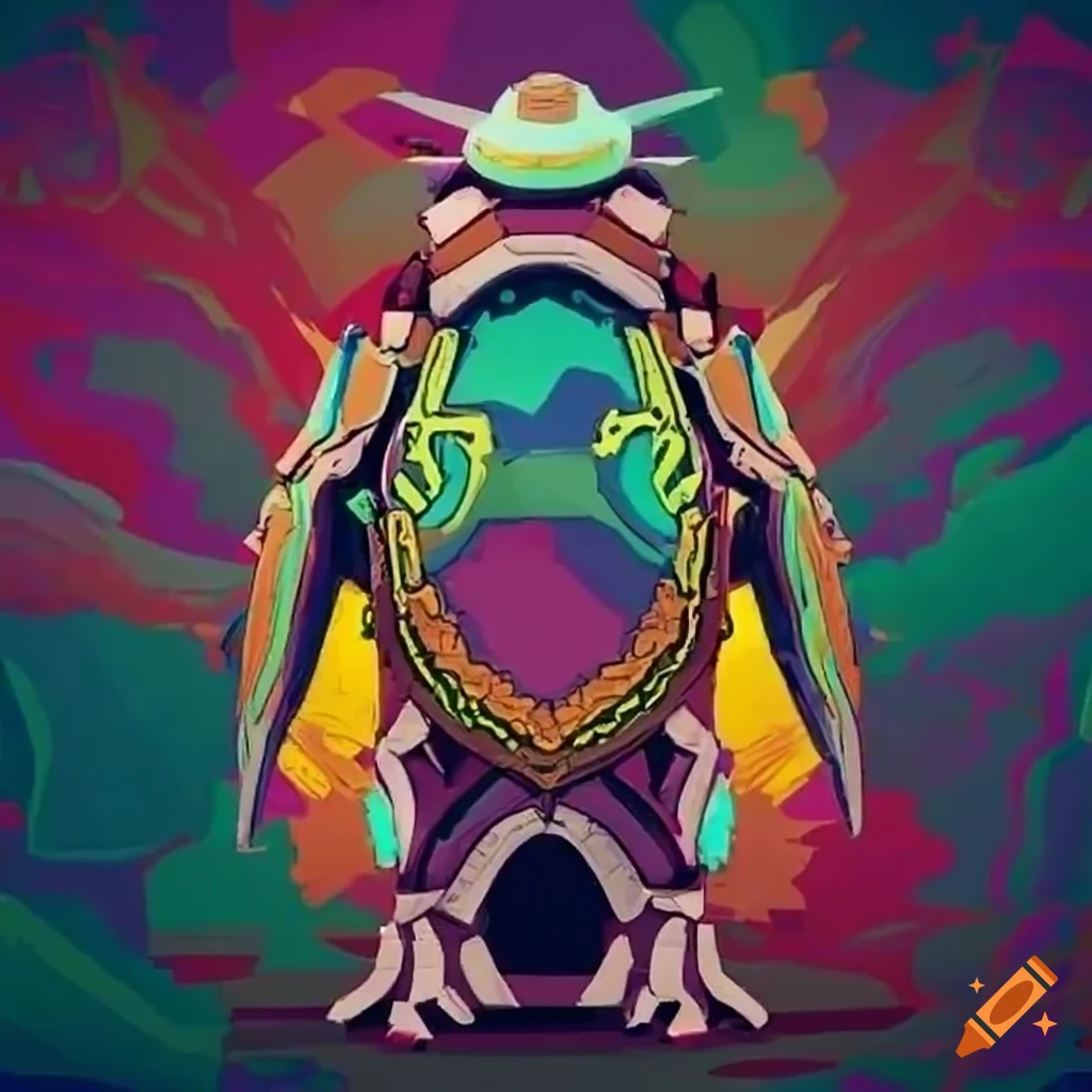 Stylized intricate rendering of a Norse penguin in a mecha suit on Craiyon