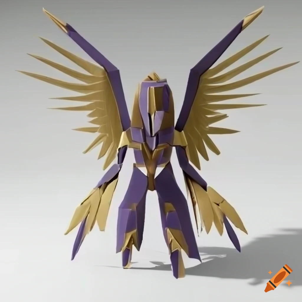 Stylized origami Aztec Valkyrie mecha render on Craiyon
