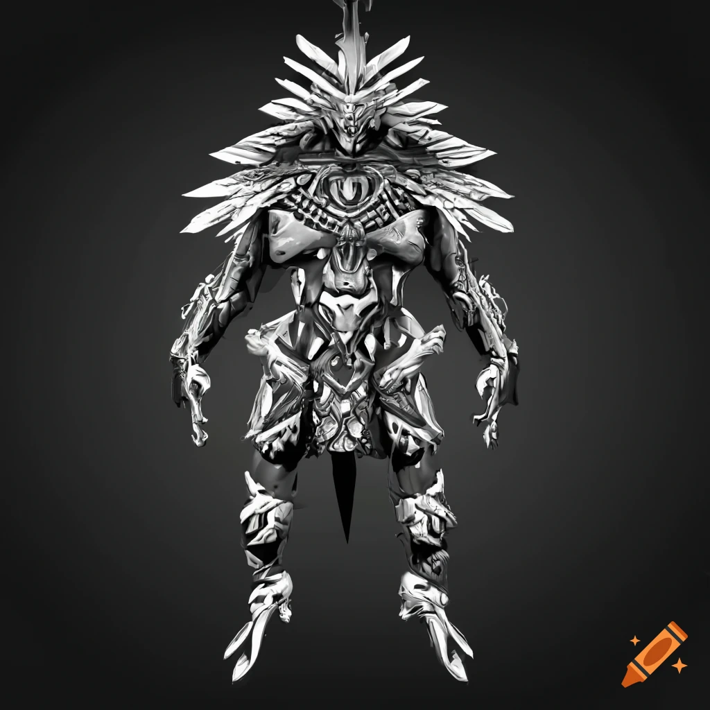 Stylized cybernetic Aztec shark Valkyrie on Craiyon