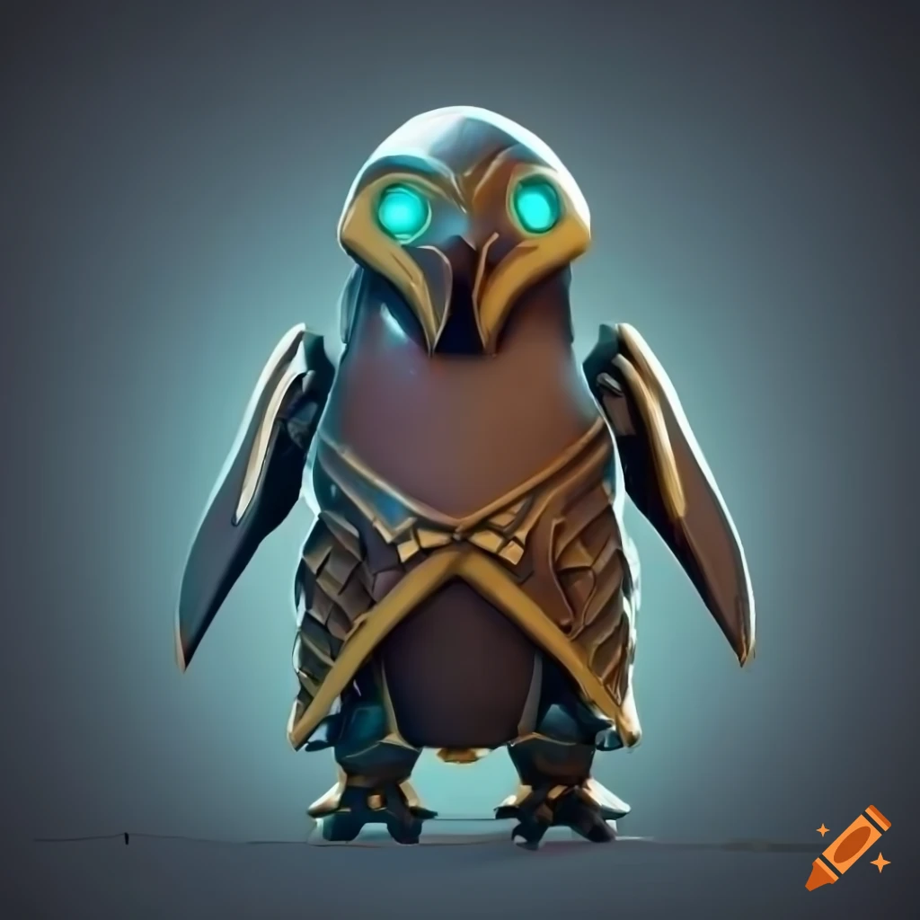 Cybernetic penguin armor with Norse design on Craiyon