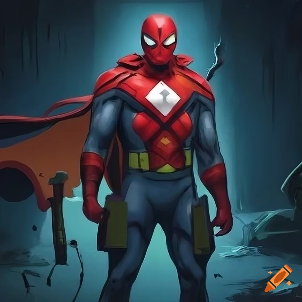 Superhero with chest symbol in stunning comic art style on Craiyon