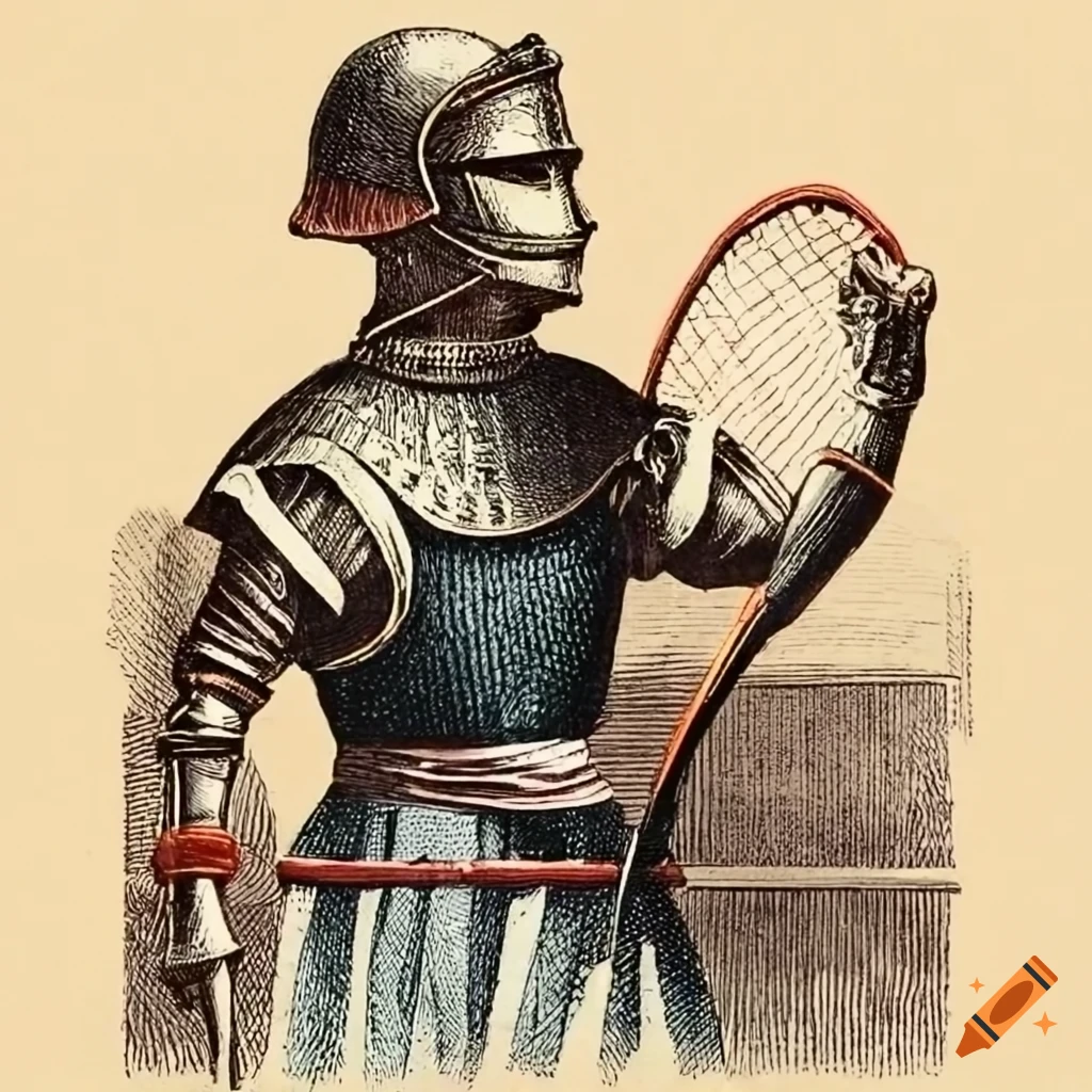 1860s vintage illustration of knights playing tennis on Craiyon