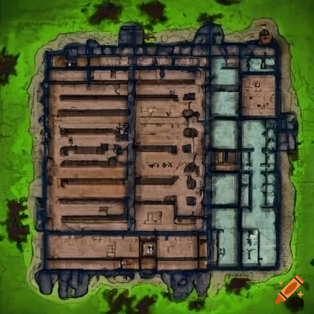 Rpg map of laboratory with prisoner rooms on Craiyon