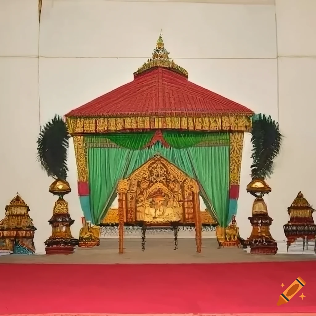 Traditional stage for Tulunadu cultural celebration with fabric ...