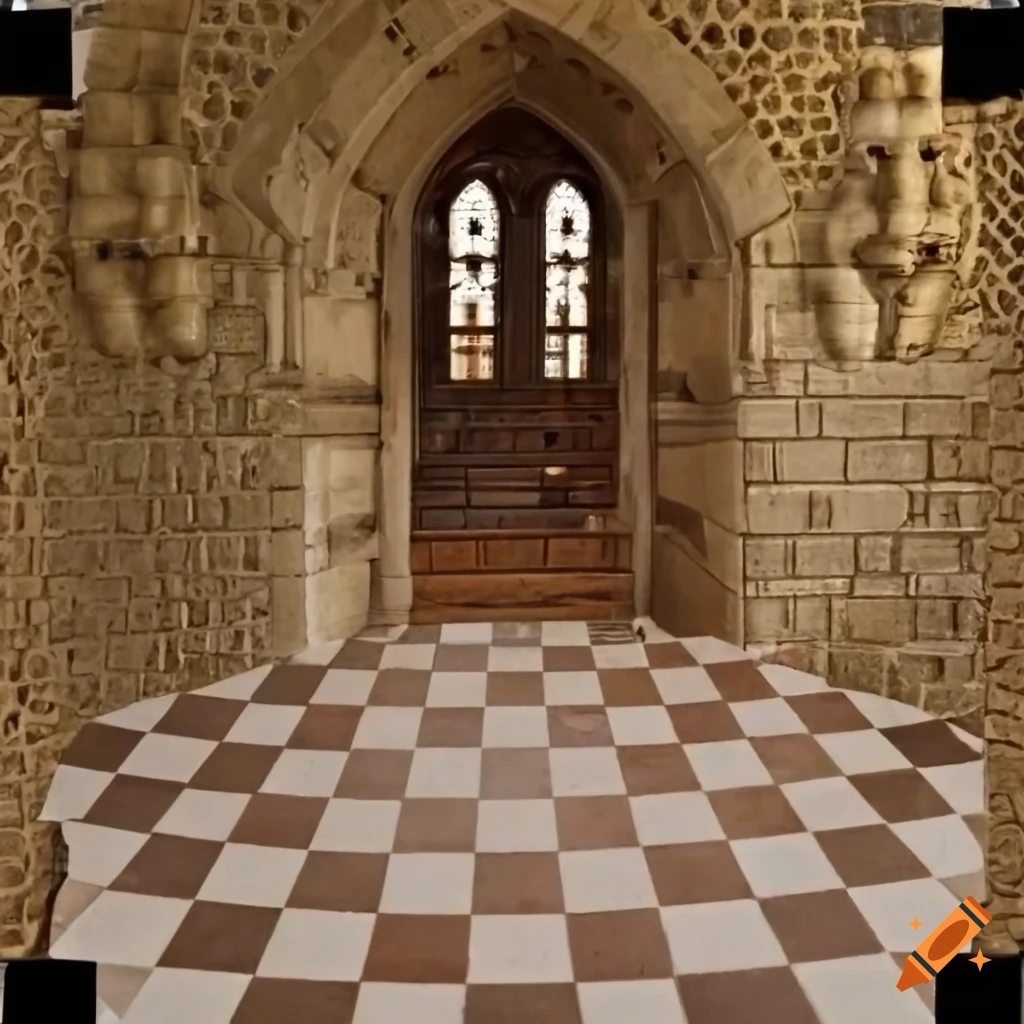 Castle interior with checkered floor on Craiyon