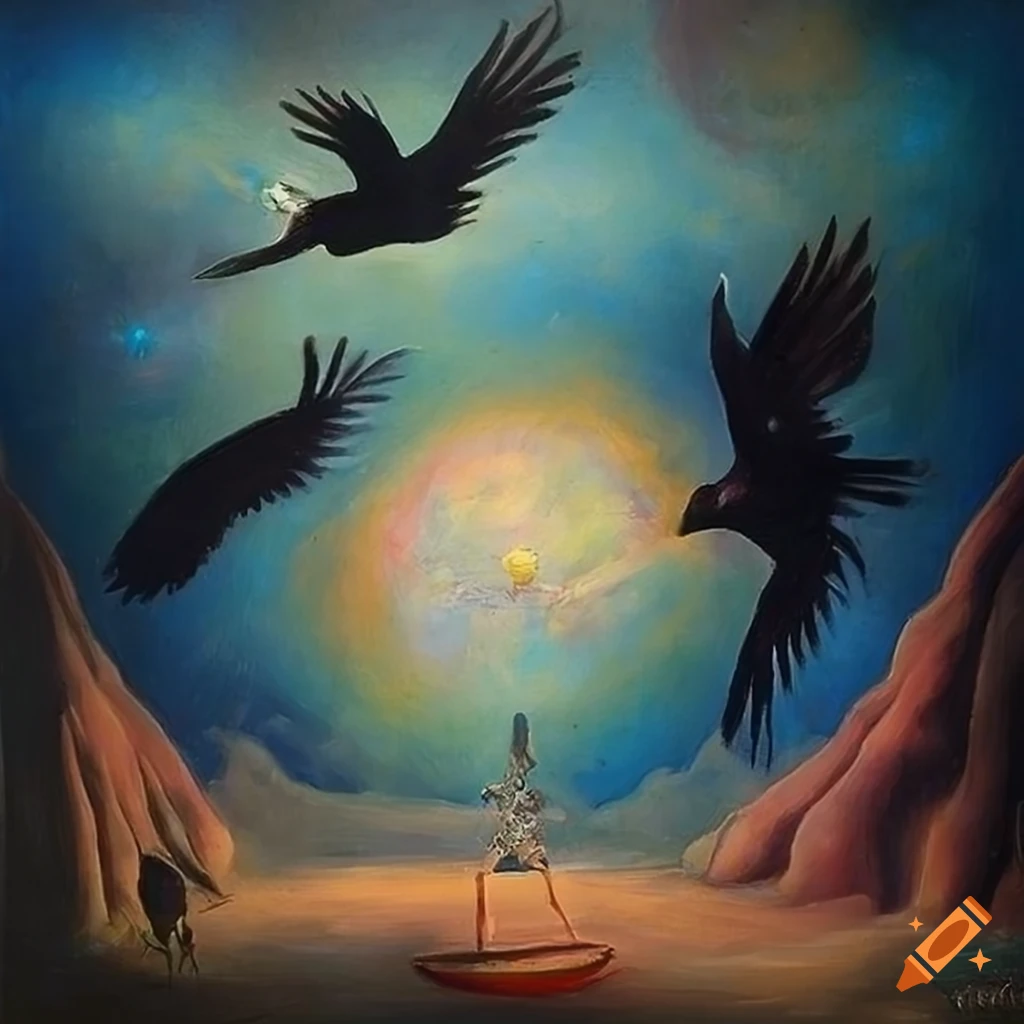 Surrealist painting depicting carlos castaneda and don juan matus in ...