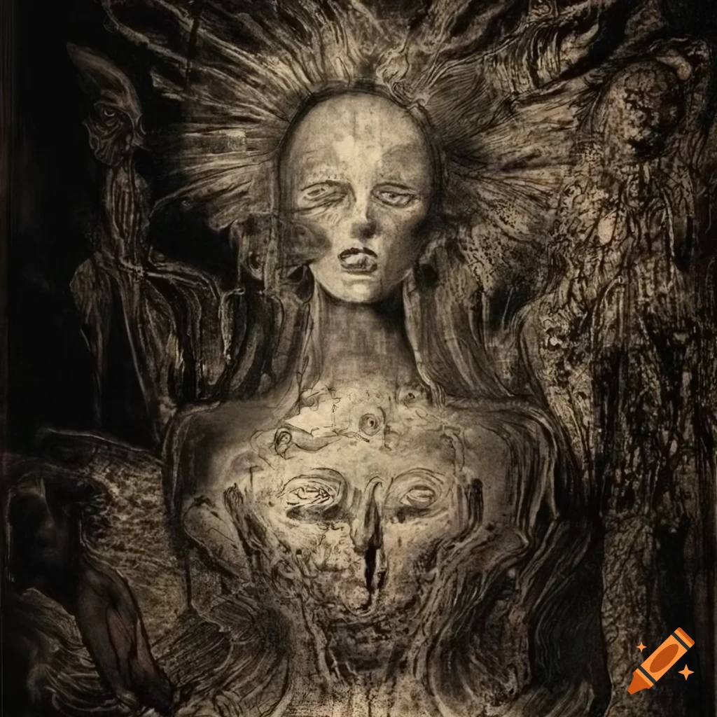 Baroque esoteric dada collage of a dakini by william blake on a ...