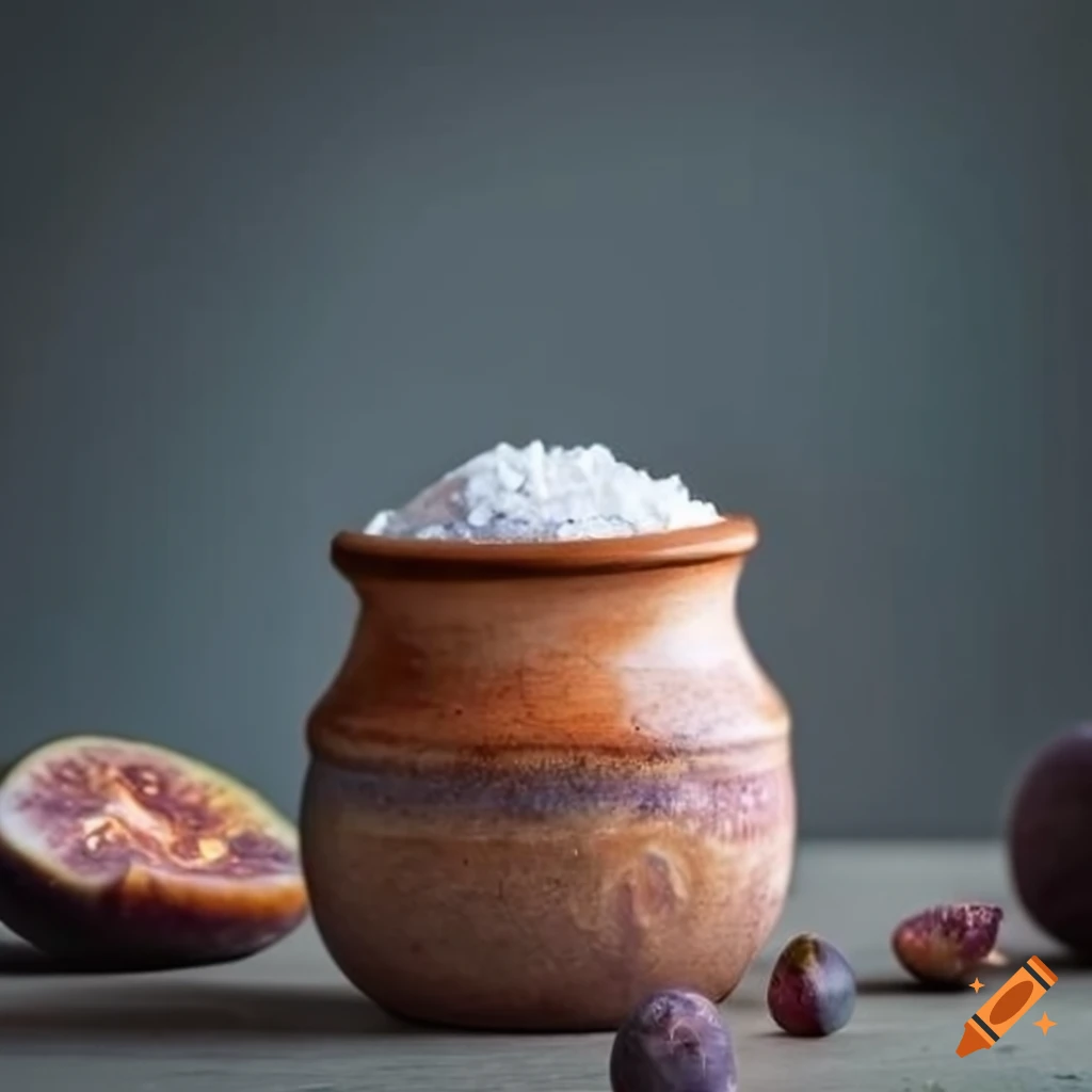 Rustic round clay jar with a salt glaze depicting a fig planet Jupiter ...