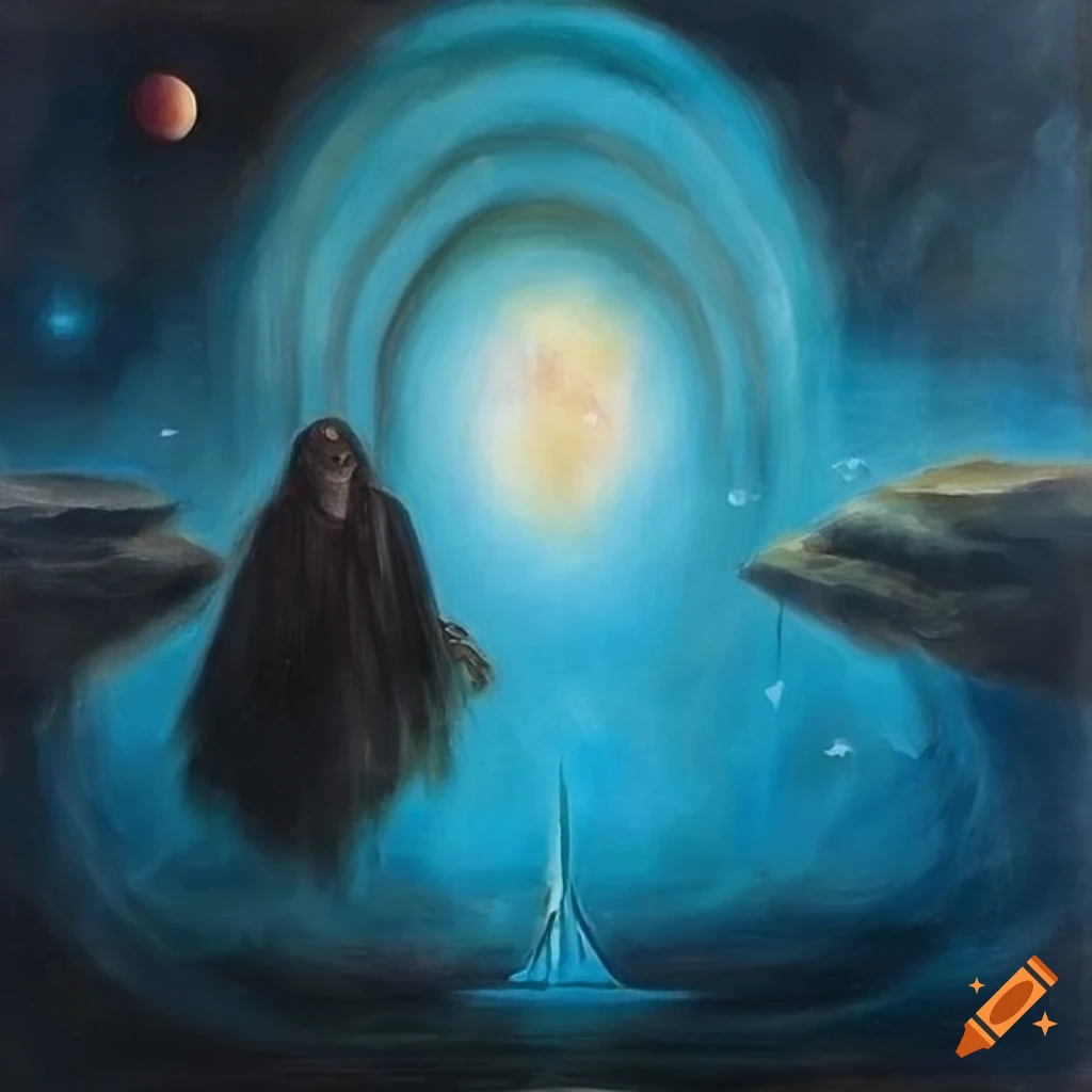 Surrealist painting depicting Carlos Castaneda and Don Juan Matus with ...