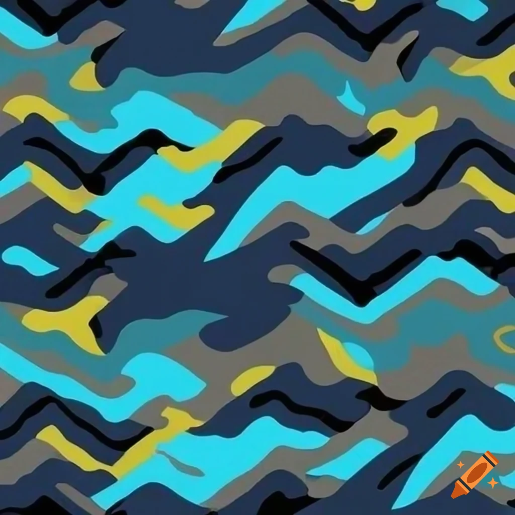Riptide Geometric Camouflage Pattern in bold colors on Craiyon