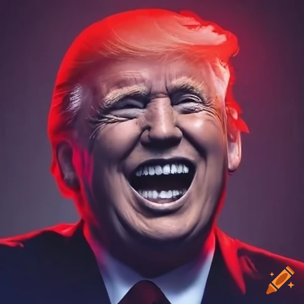 Dramatic laughter of a man with red lighting on Craiyon