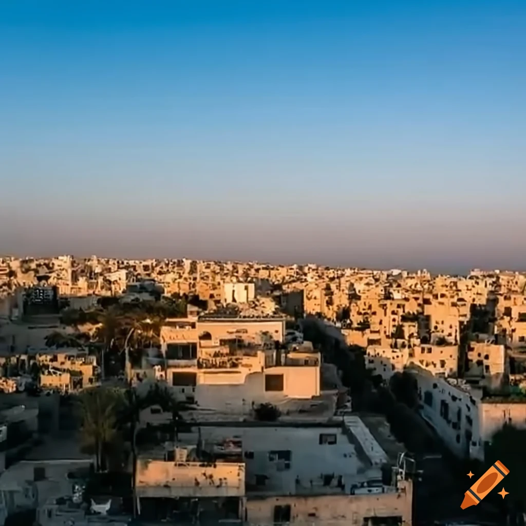 Iconic landscape of buildings in gaza strip, middle east on Craiyon