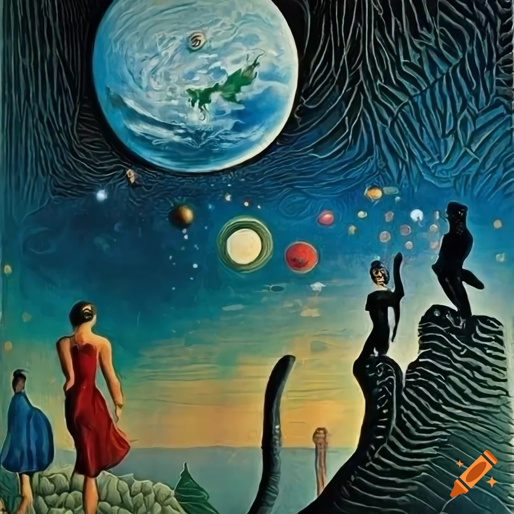 Science fiction pulp magazine cover with a nonbinary human gazing ...