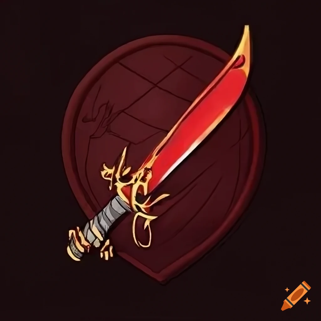 Scarlet guard logo with shield and sword in scarlet and gold colors on ...
