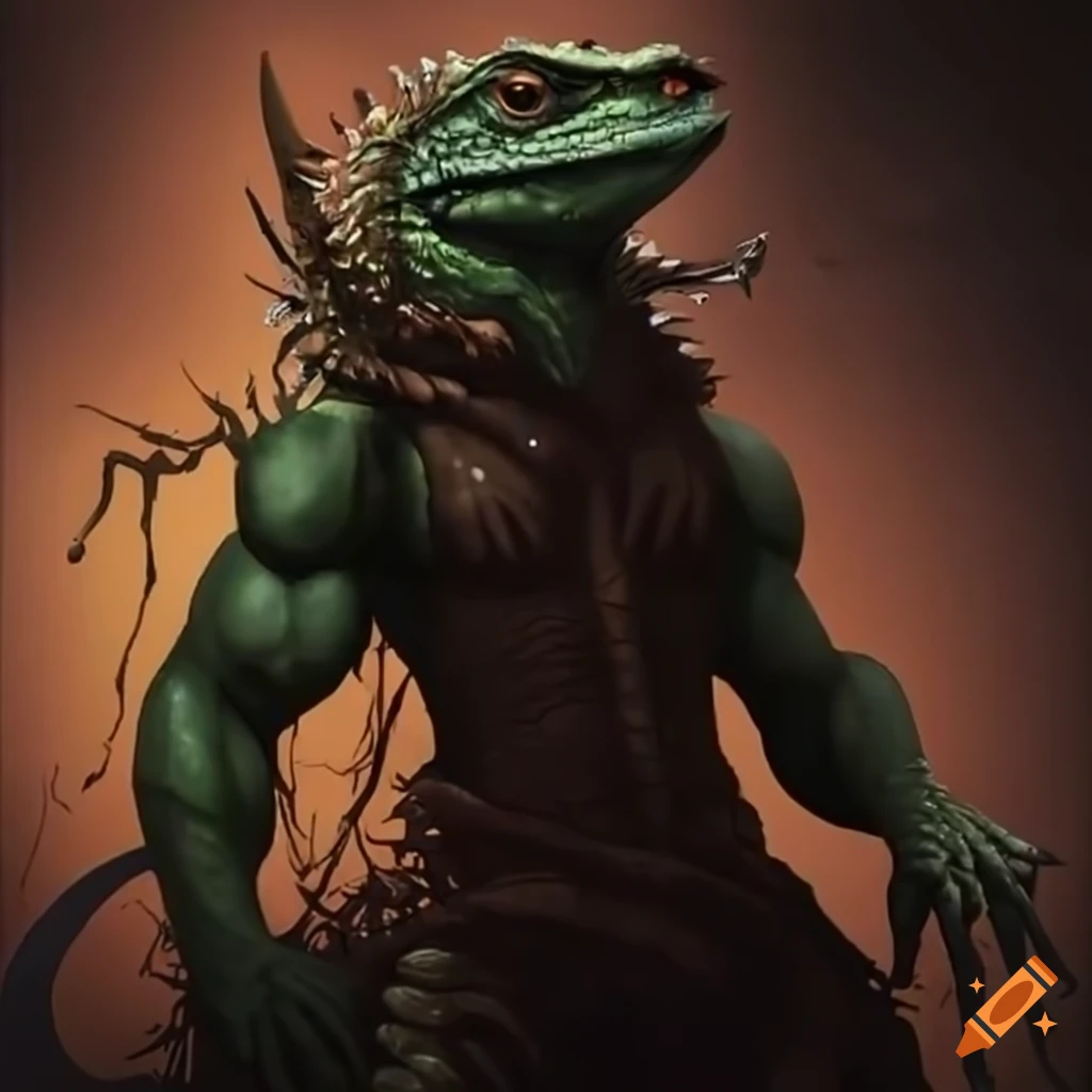 Lizard man creature on Craiyon