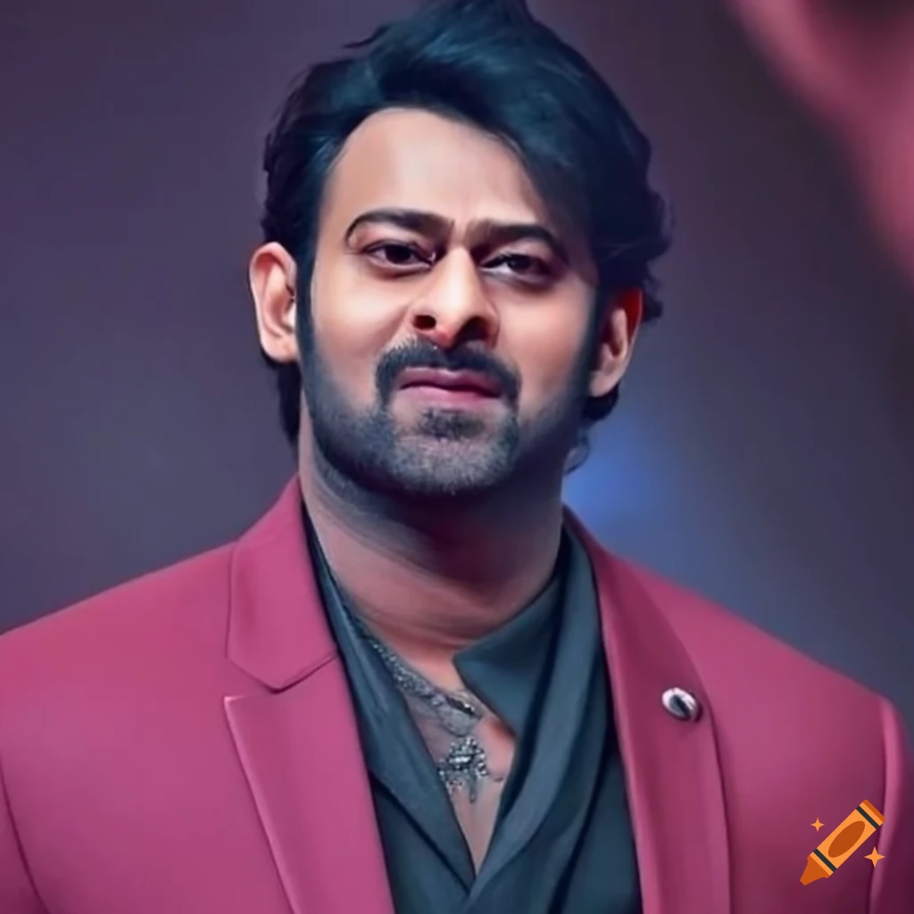 Indian actor Prabhas at a glamorous film premiere event on Craiyon
