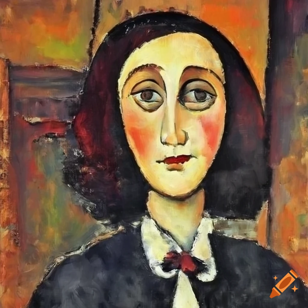 Portrait of Anne Frank in Amedeo Modigliani style on Craiyon