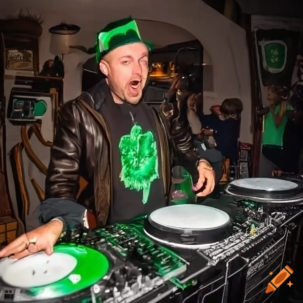 DJ Craig Richards energizing St. Patrick's Day celebration on Craiyon
