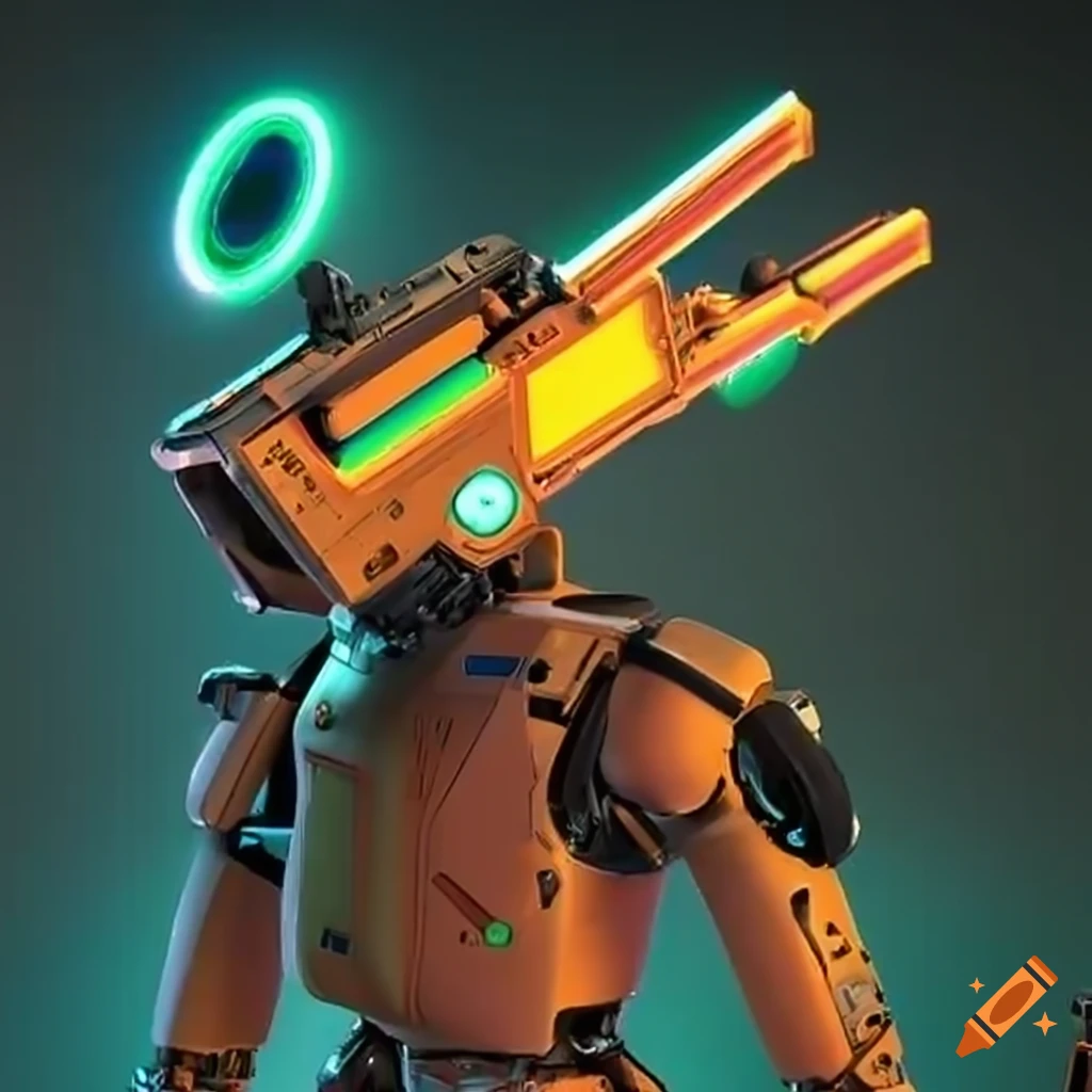 Detailed view of glowing orange geometric structures forming a humanoid ...