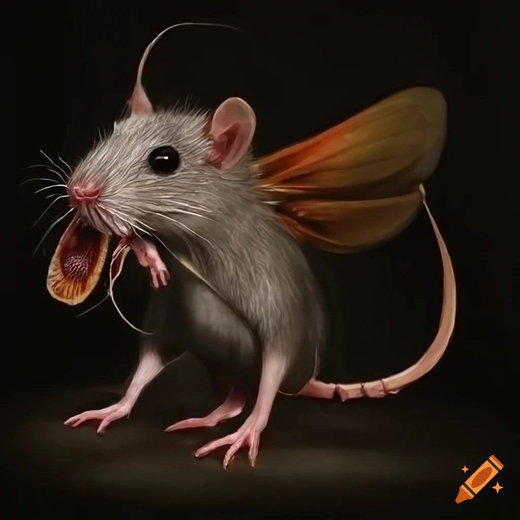 Rat with cockroach wings in hyperrealistic style on Craiyon