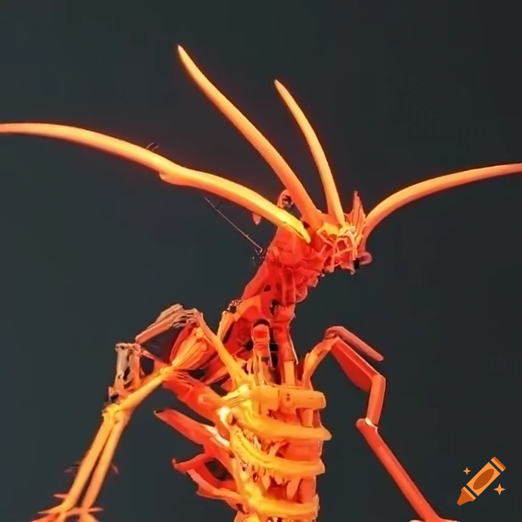 Highly detailed humanoid warrior creature with an elegant symetric ...