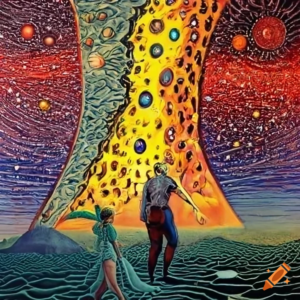 Nonbinary human gazing through celestial veil in science fiction pulp ...