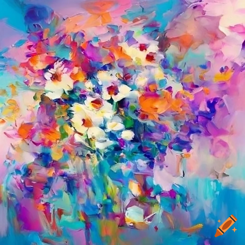 Abstract impressionist wild flowers painting on Craiyon
