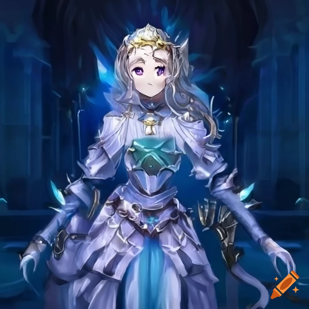 Anime princess in impressive fantasy armor with a benefic aura, flying ...